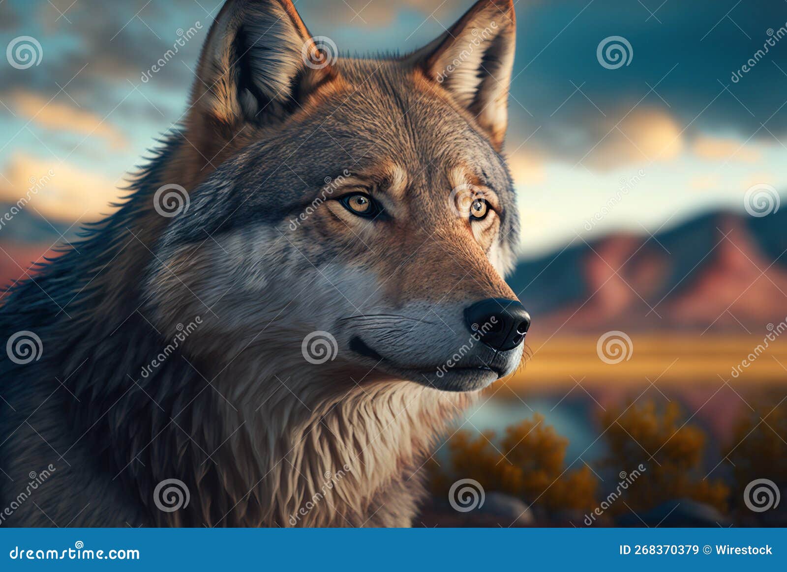 Portrait Wolf Region Wolf Canis Lupus With Ai Generated Stock ...