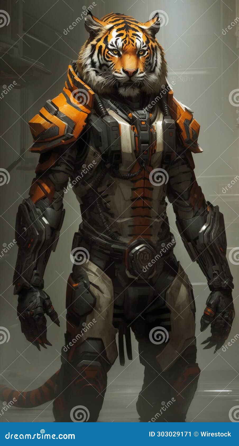 AI Generated Illustration of a Powerful Cyborg Tiger with a Menacing ...