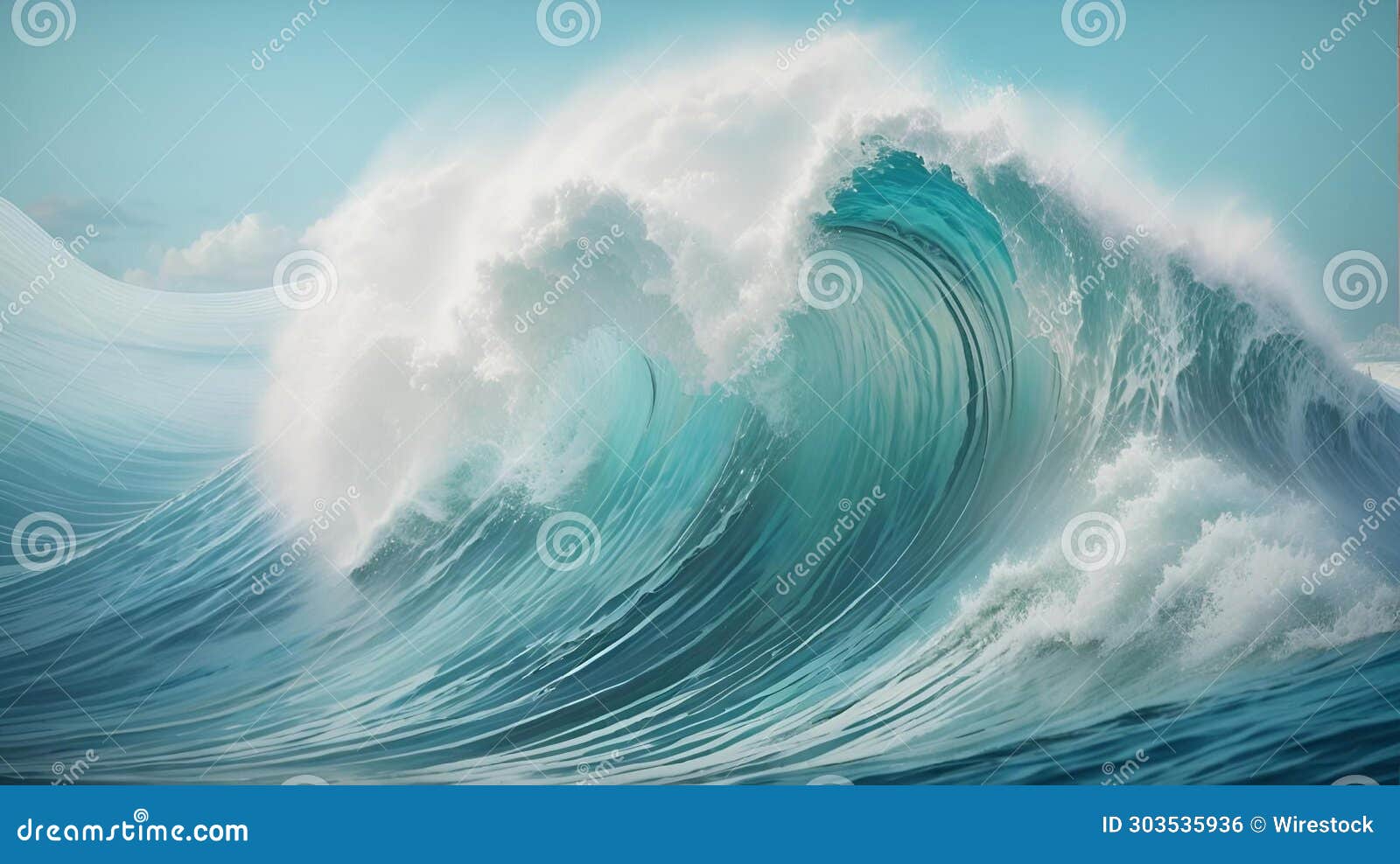 AI Generated Illustration of a Powerful Ocean Wave Stock Illustration ...