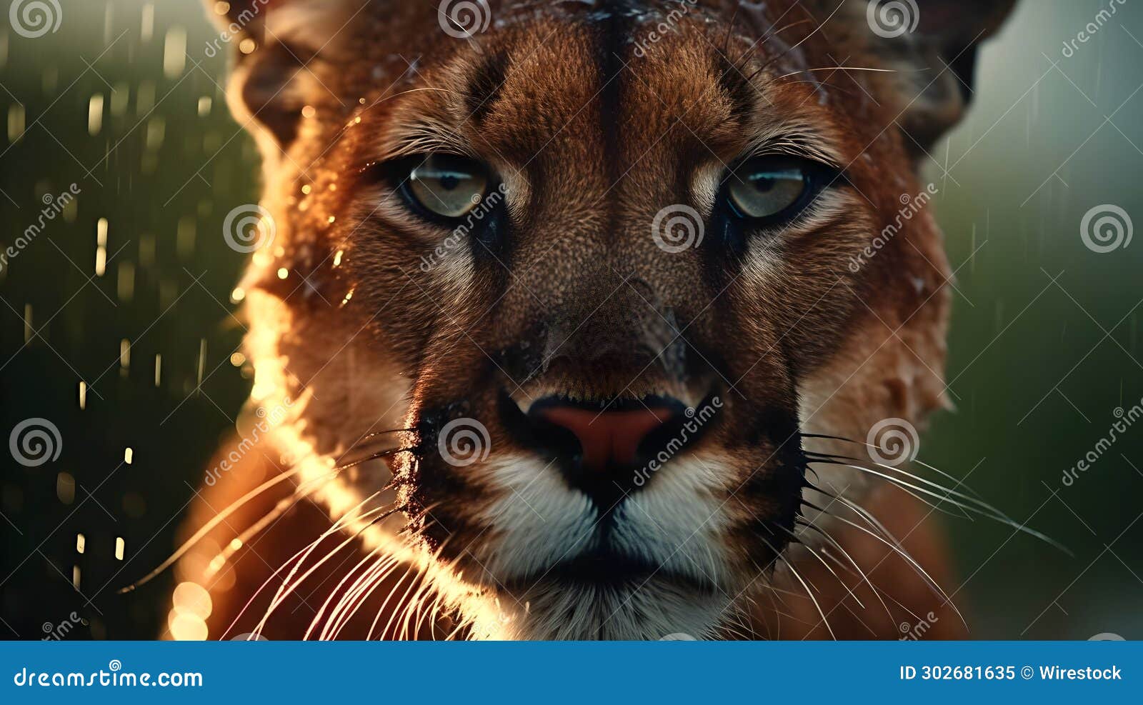 AI Generated Illustration of a Powerful Puma Gazing Intently into the ...