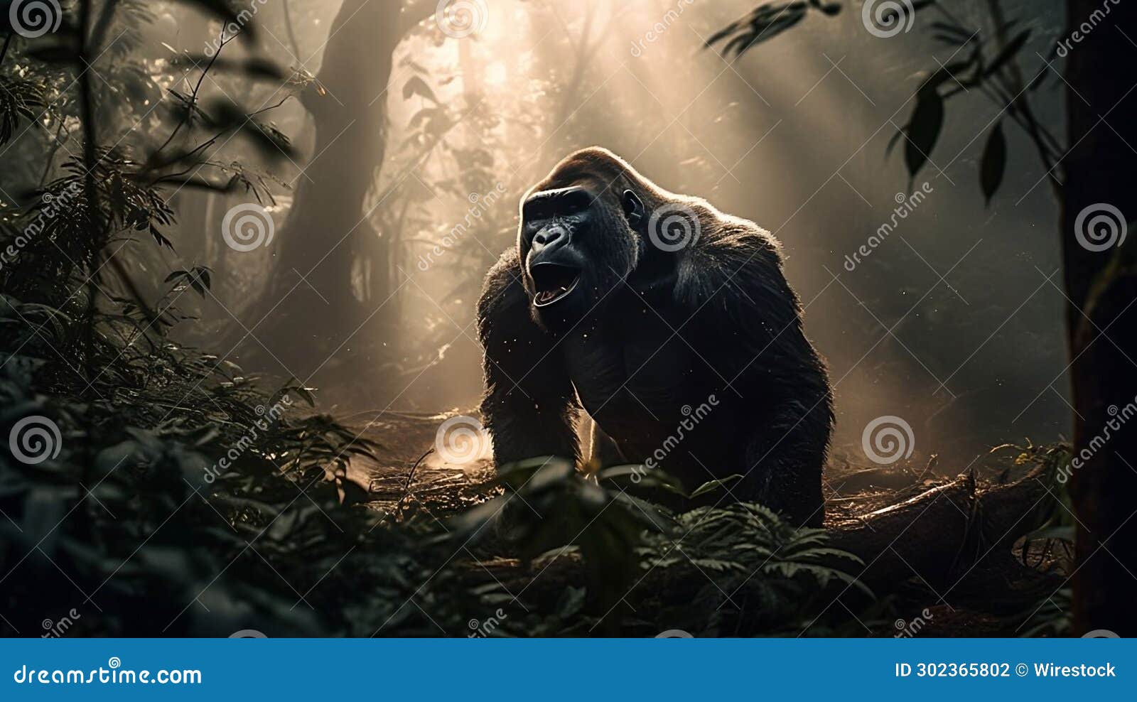 AI Generated Illustration of a Powerful Silverback Gorilla in a Lush ...