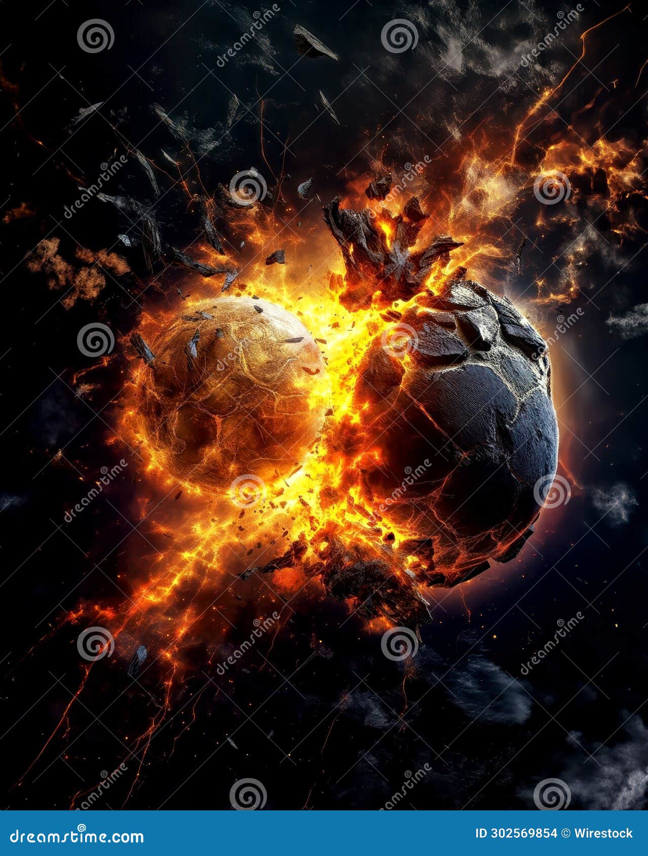 Planets Colliding In Outer Space Scifi Explosion Generative By AI ...