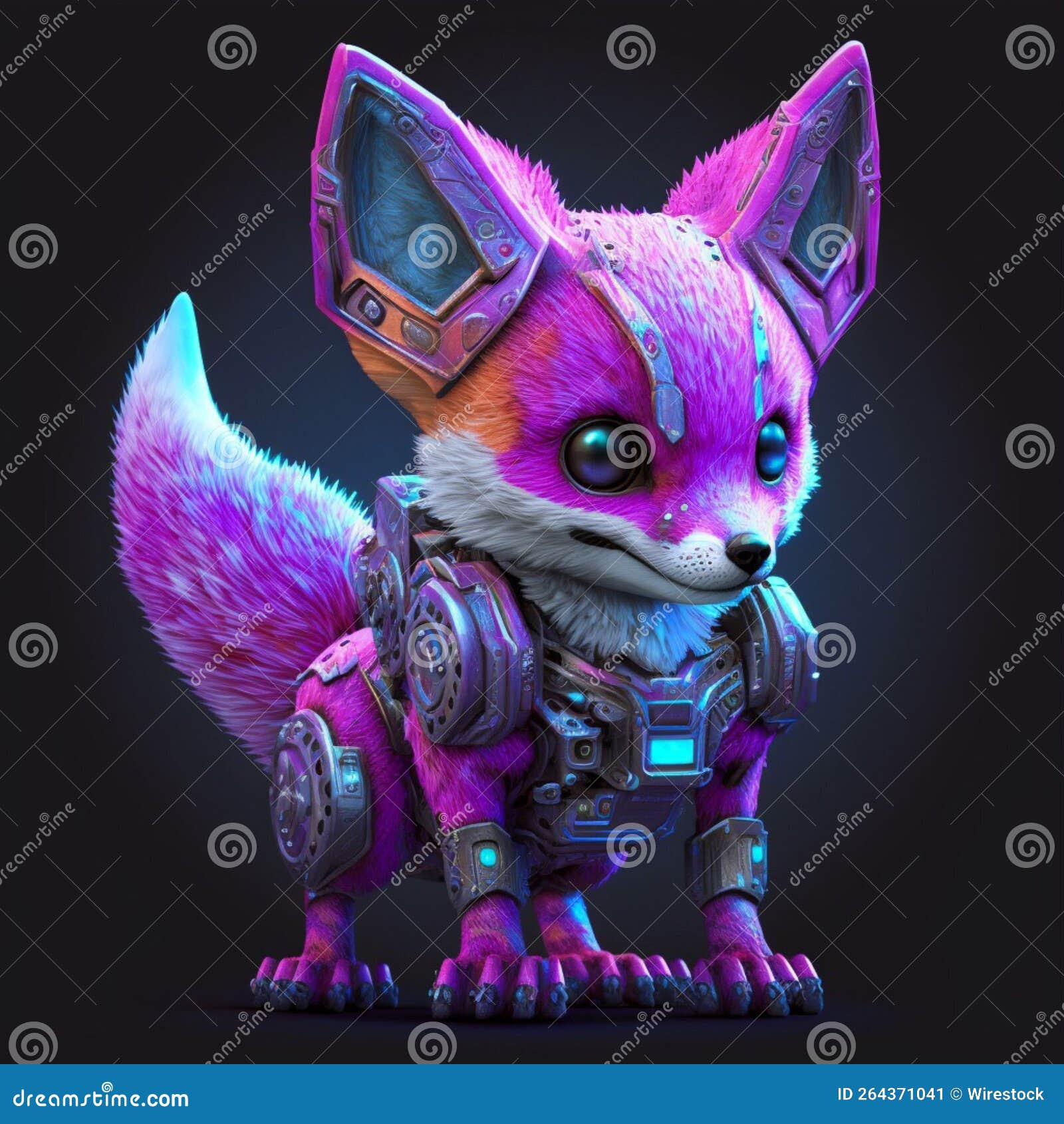 AI Generated Illustration of Purple Fox Robot Stock Illustration ...