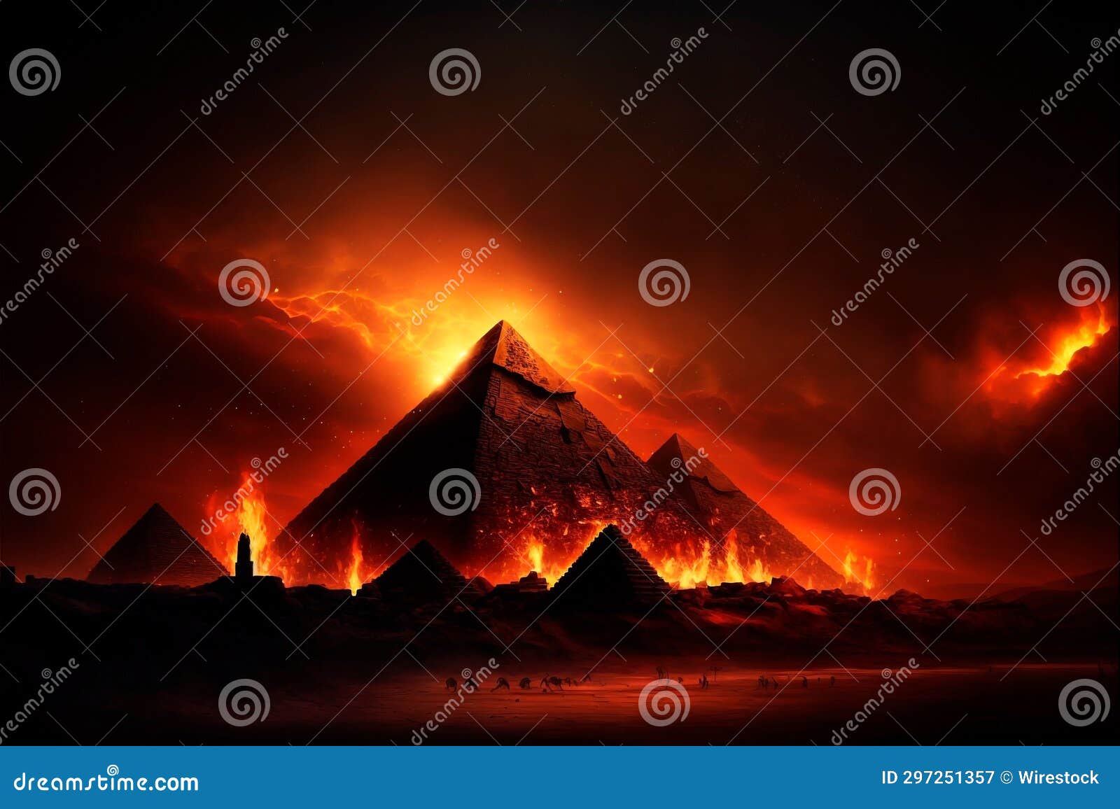 AI Generated Illustration of Pyramids in Red Scary Theme Stock ...