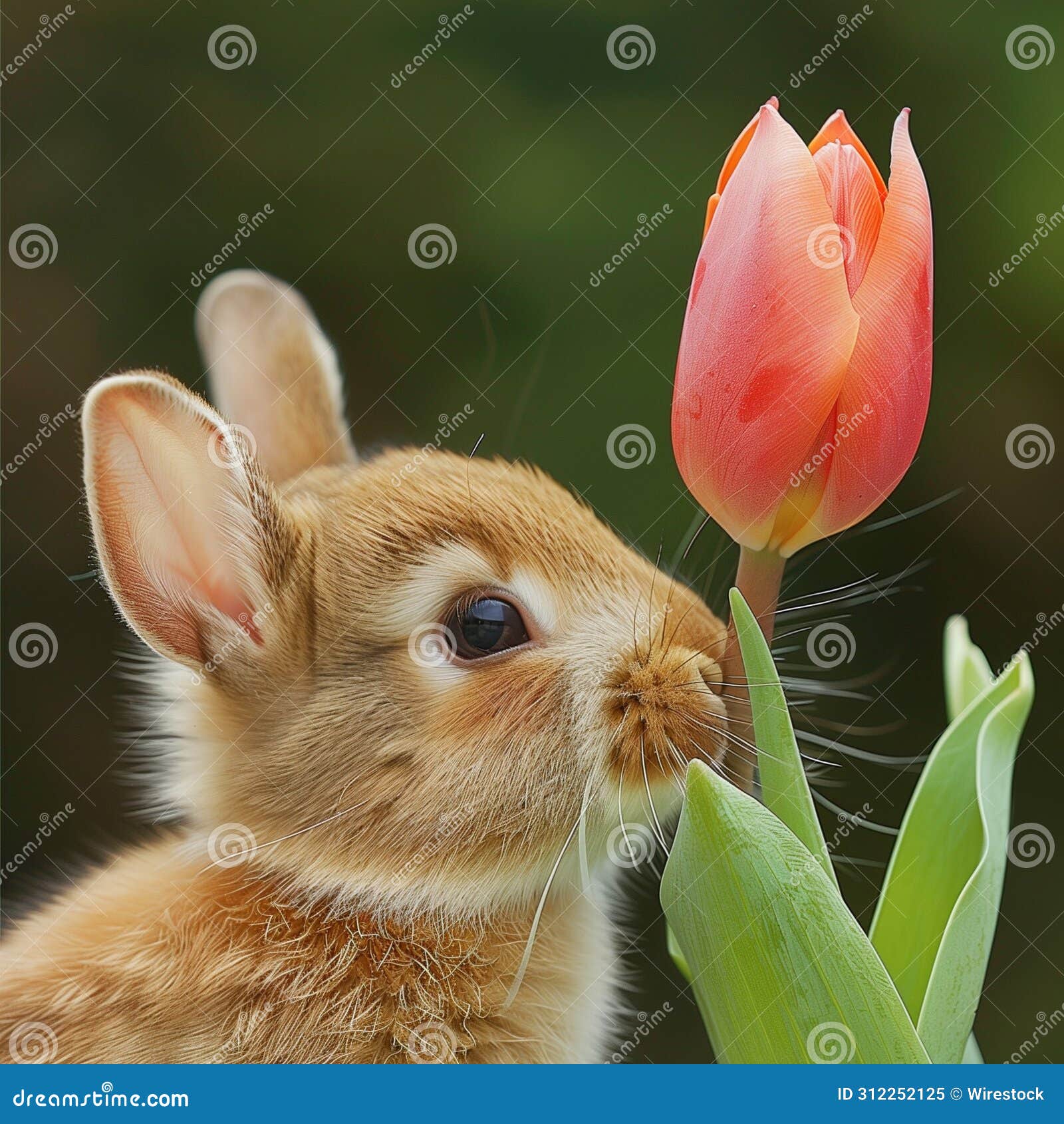 AI Generated Illustration of a Rabbit Investigating a Flower at the ...