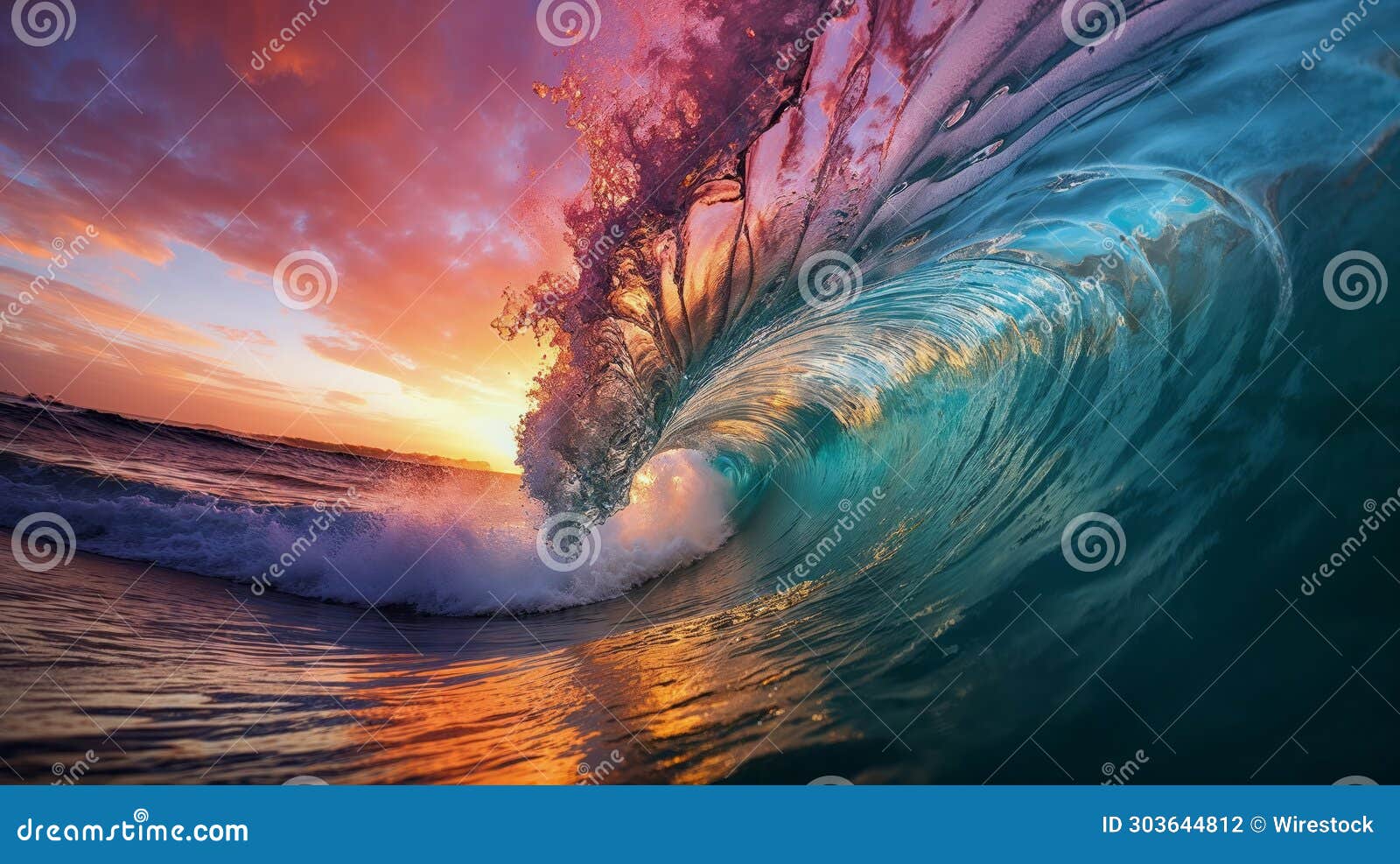 AI Generated Illustration of Rainbow-colored Ocean Waves Stock Photo ...