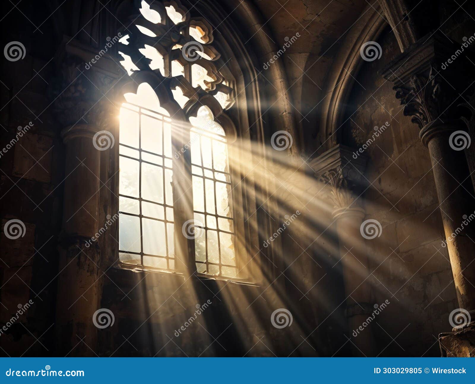 AI Generated Illustration of a Ray of Light Beams through the Windows ...