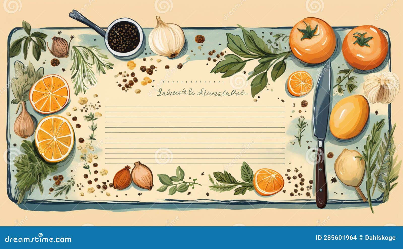 A colorful recipe template stock illustration. Illustration of ...