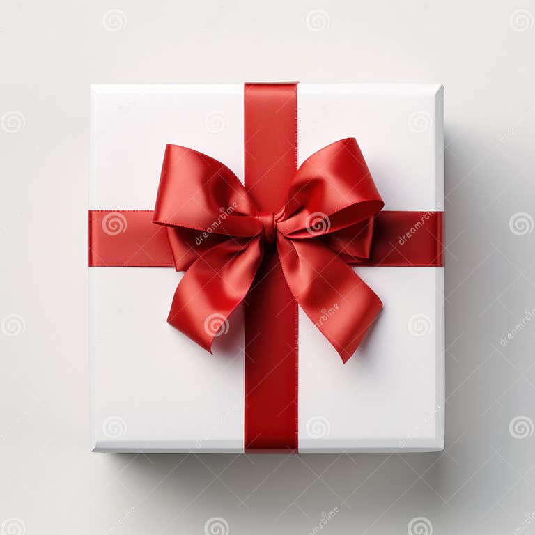 AI Generated Illustration of a Rectangular Gift Box Tied with Red ...