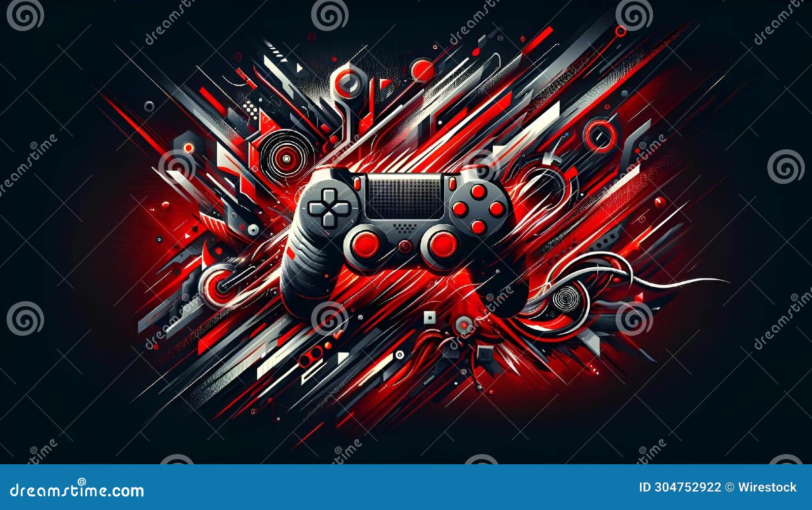 AI Generated Illustration of a Red and Black Gaming Controller with a ...