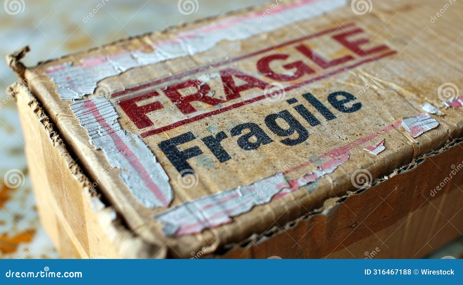 AI Generated Illustration of a Red Fragile Label on a Wrapped Package ...