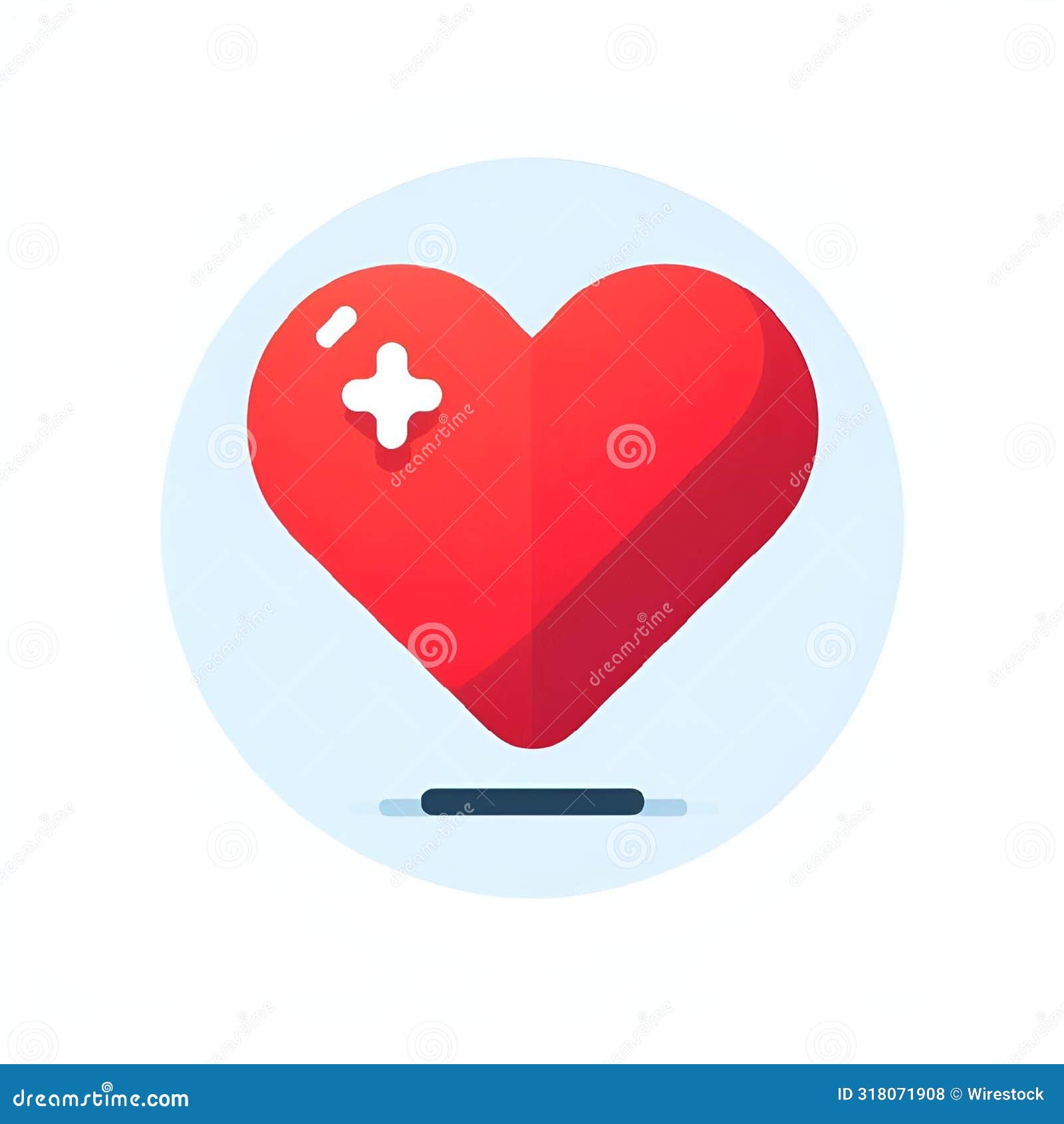 A Red Heart with a Plus on it Sitting in Front of a Blue Circle Stock ...