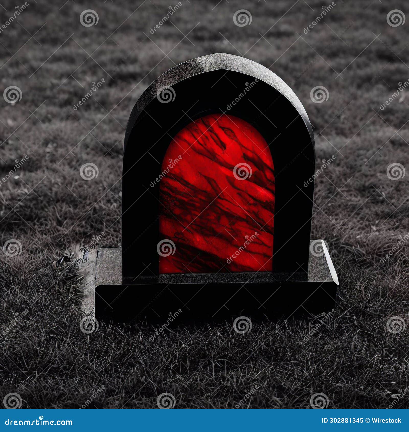 AI Generated Illustration of a Red Light Illuminating a Tombstone from ...