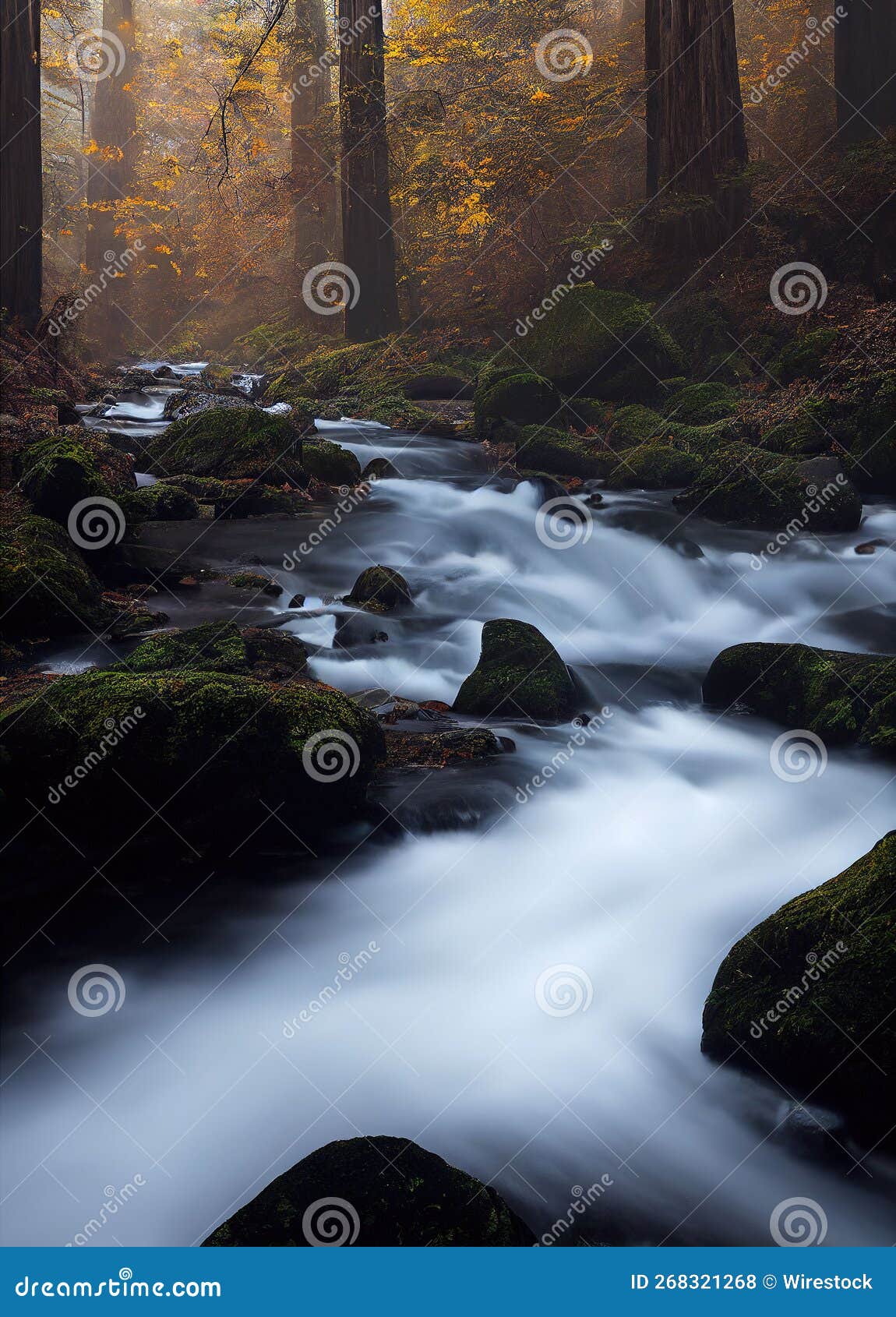 AI Generated Illustration of a River Flowing in a Forest, Cool for ...