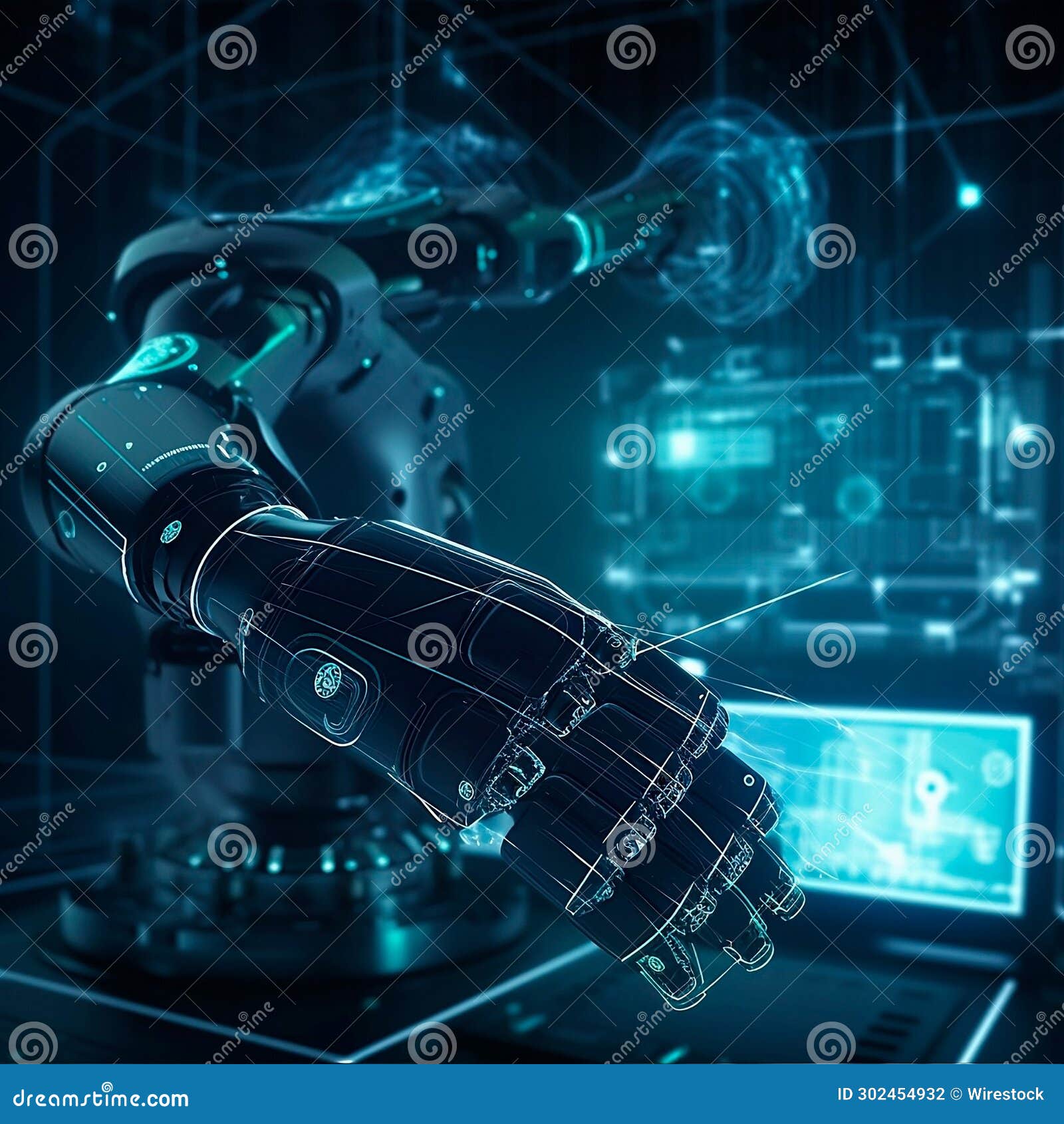 AI Generated Illustration of a Robot Interacting with a Control Room ...