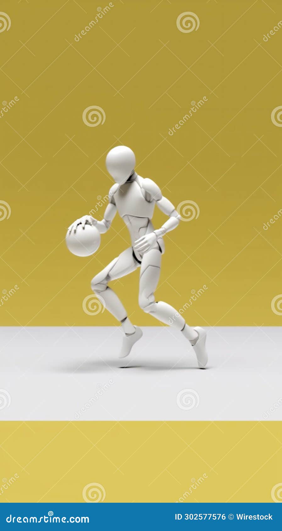 AI Generated Illustration of a Robot Playing Basketball Against a ...