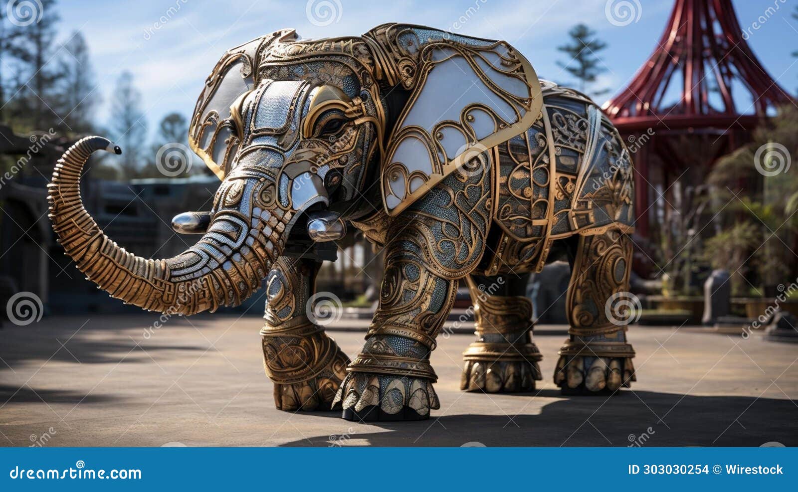 AI Generated Illustration of a Robotic Elephant Surrounded by Other ...