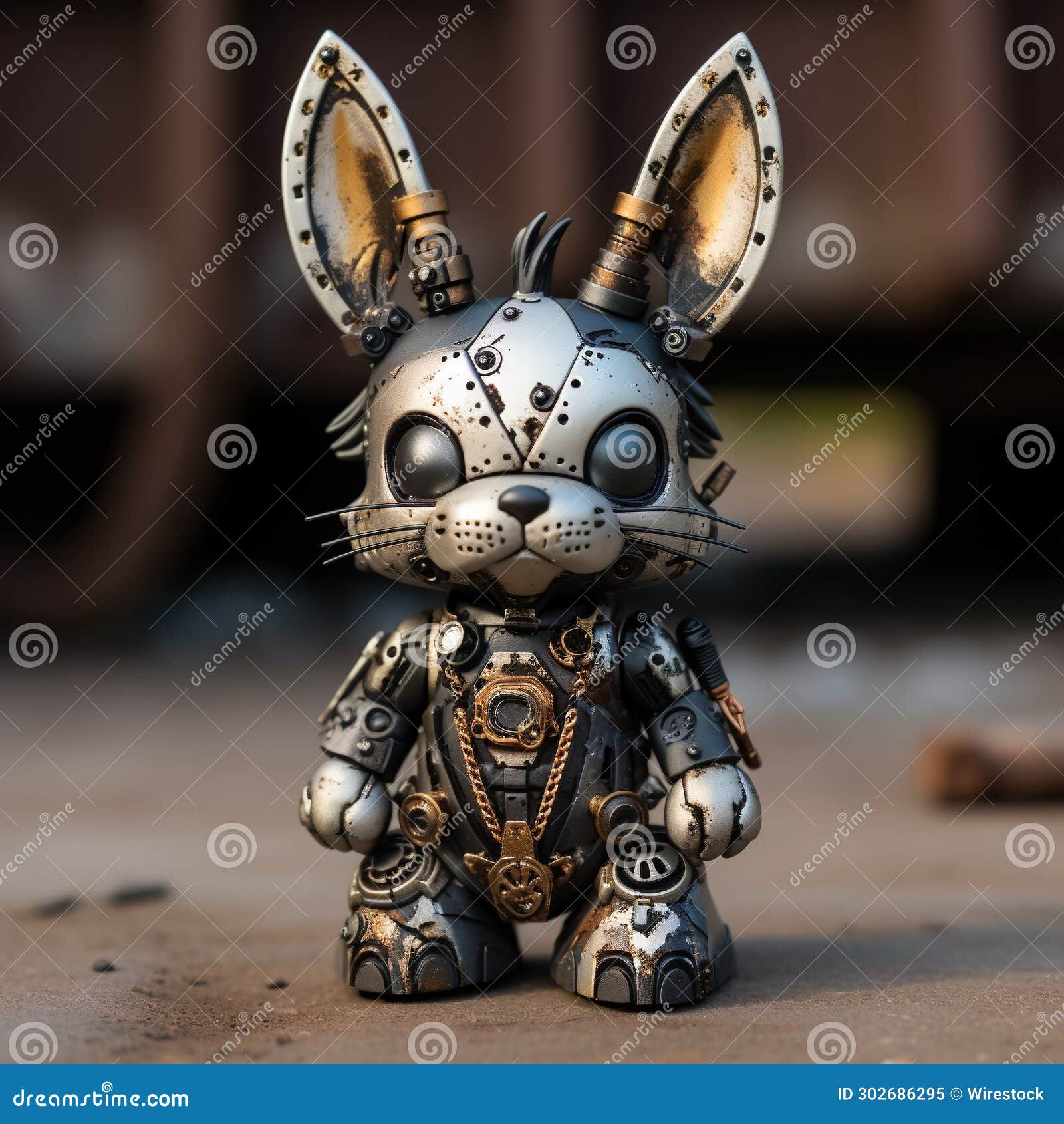 AI Generated Illustration of a Robotic Rabbit with a Sleek, Metallic ...