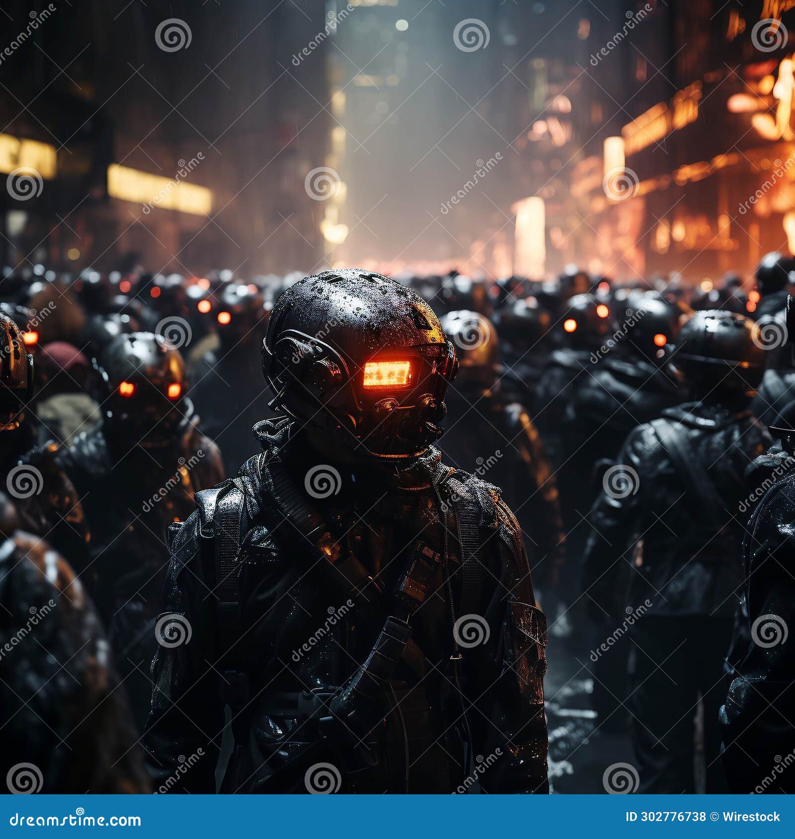 Ai robot protesters riot stock illustration. Illustration of abstract ...