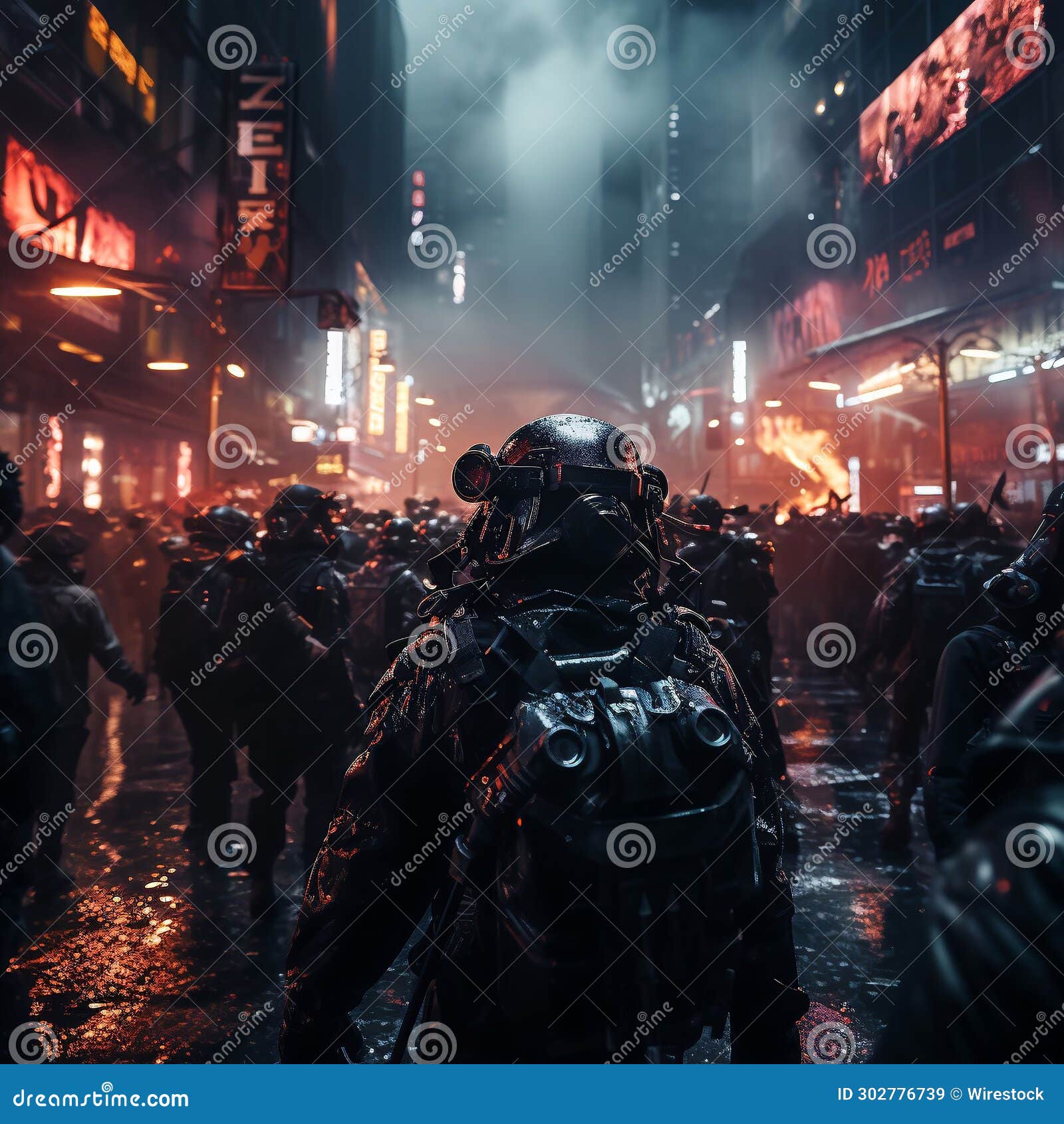 Ai robot protesters riot stock illustration. Illustration of robot ...