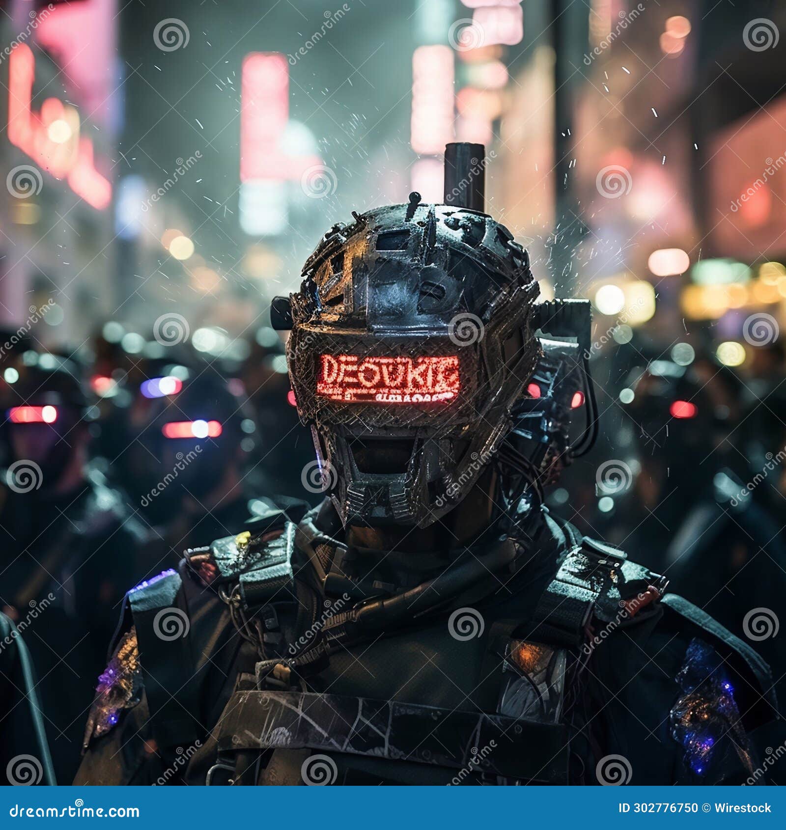 Ai robot protesters riot stock illustration. Illustration of generative ...