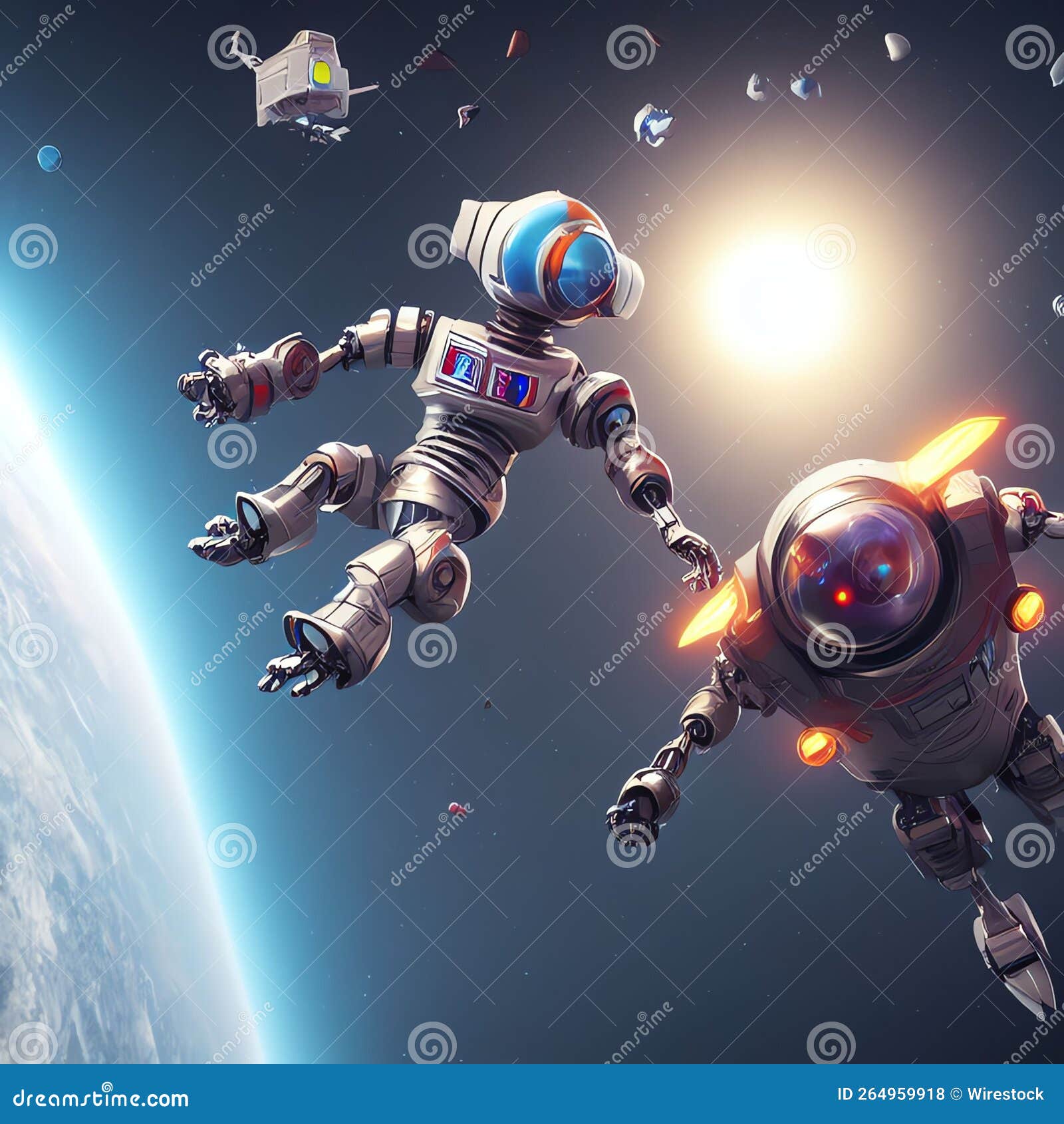 AI Generated Illustration of Robots in Space. Stock Illustration ...