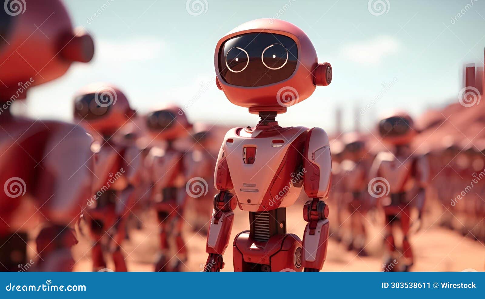 AI Generated Illustration of Robots Standing in Rows Stock Illustration ...