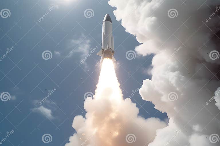 AI-generated Illustration of a Rocket Ship Taking Off. Stock ...