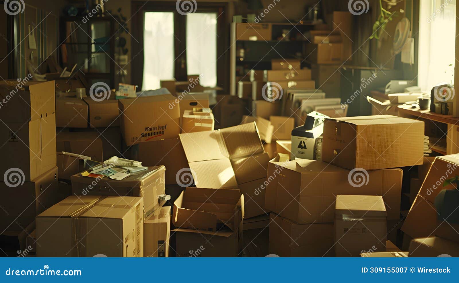 AI Generated Illustration of Room Full of Multiple Boxes Ready for ...