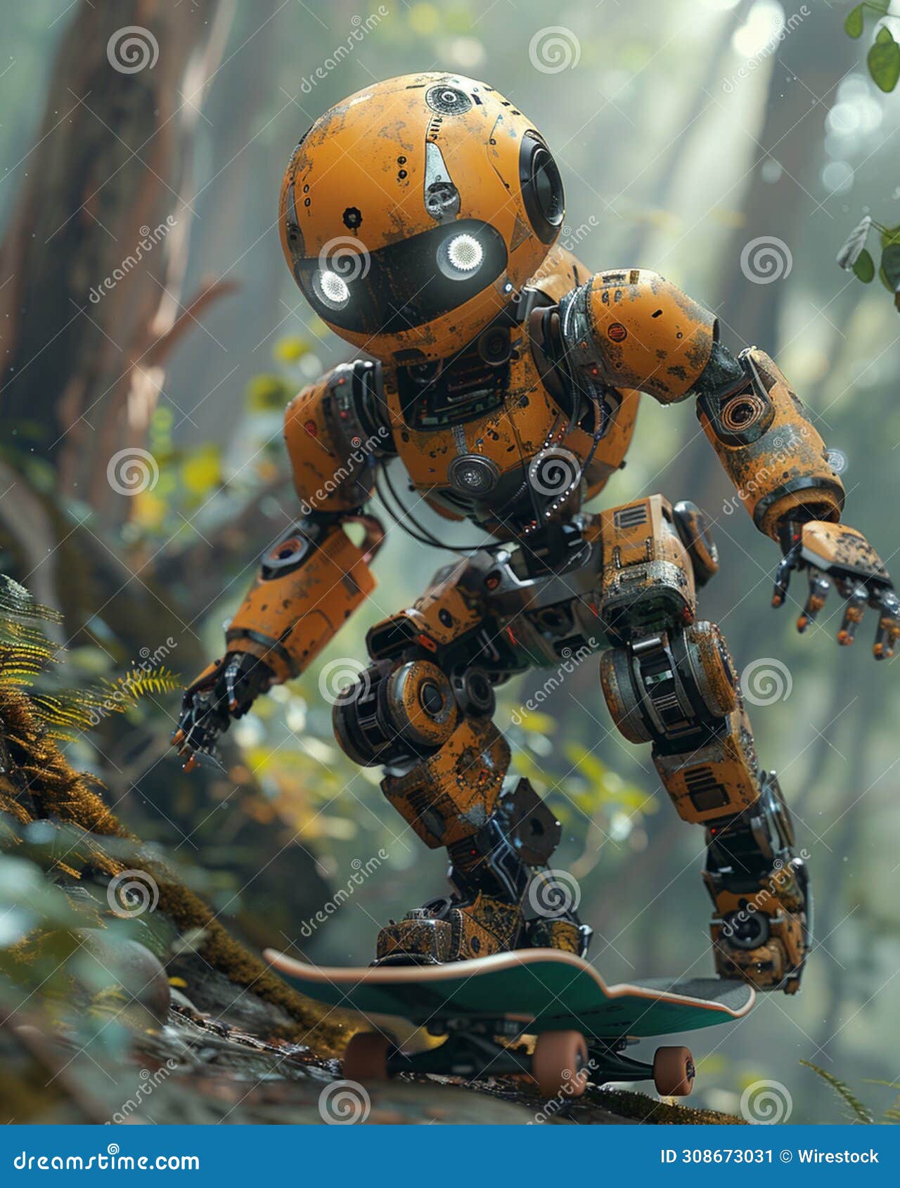 AI Generated Illustration of a Rusty Robotic Figure Stock Illustration ...