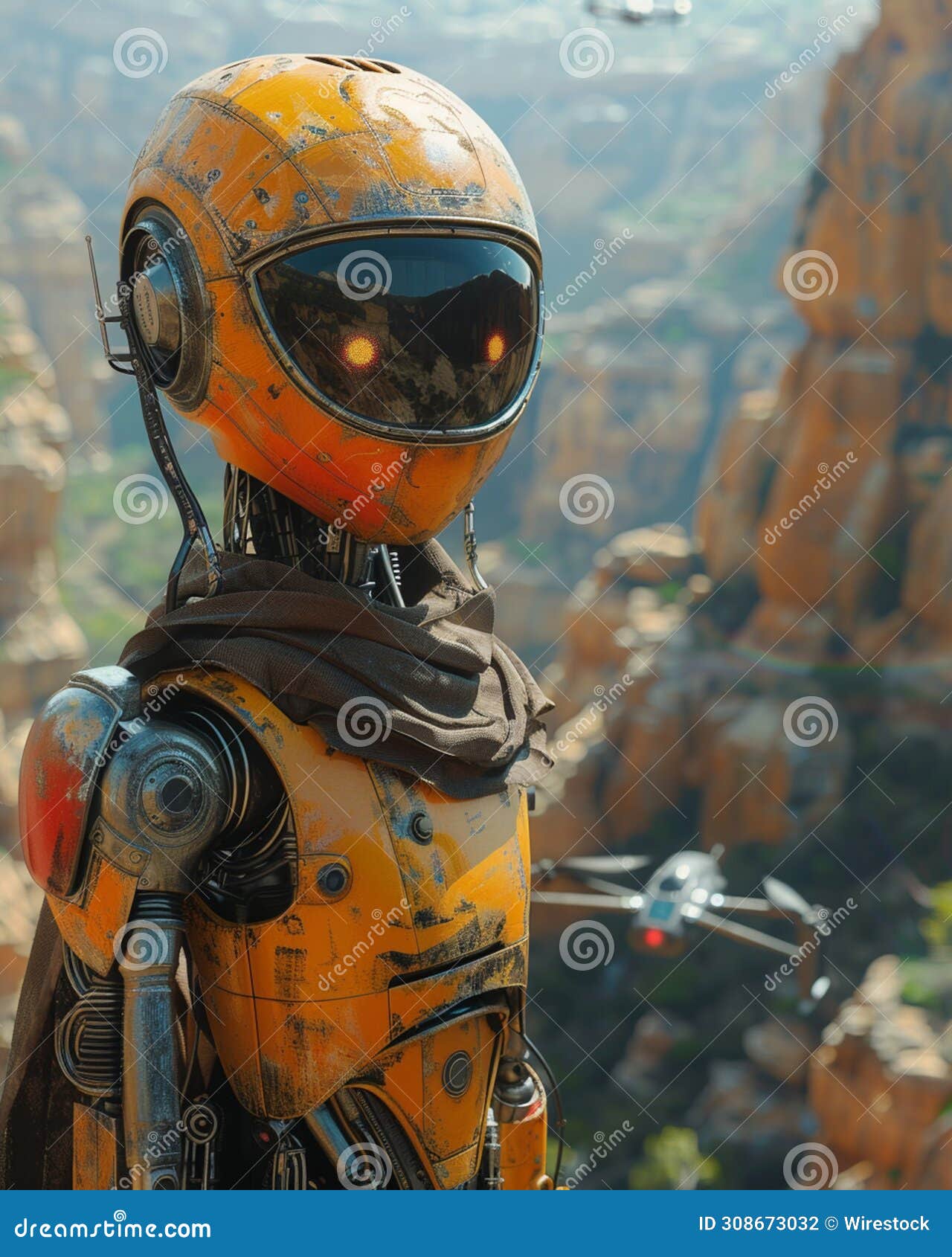 AI Generated Illustration of a Rusty Robotic Figure Stock Illustration ...