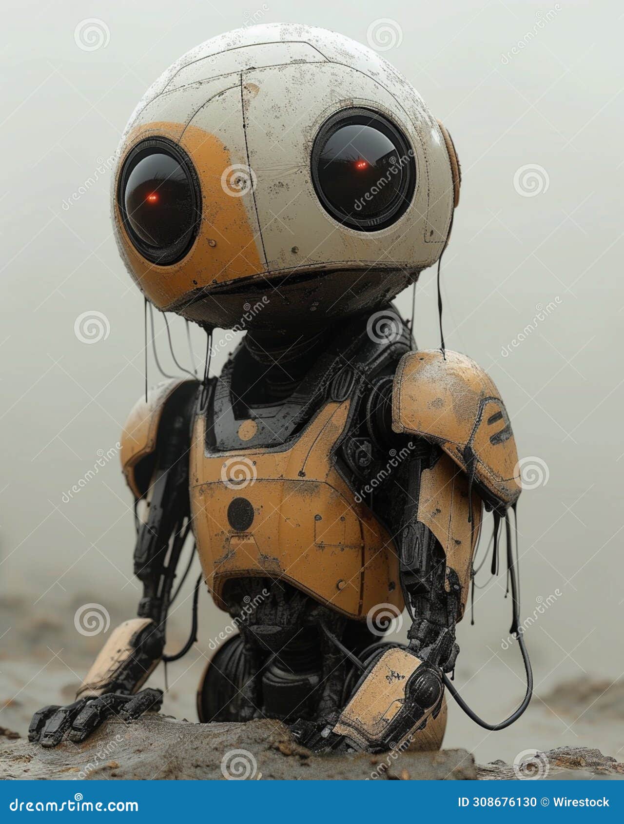 AI Generated Illustration of a Rusty Robotic Figure Stock Illustration ...