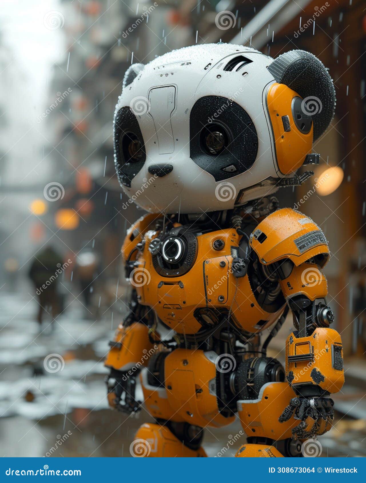 AI Generated Illustration of a Rusty Robotic Panda Figure Stock ...
