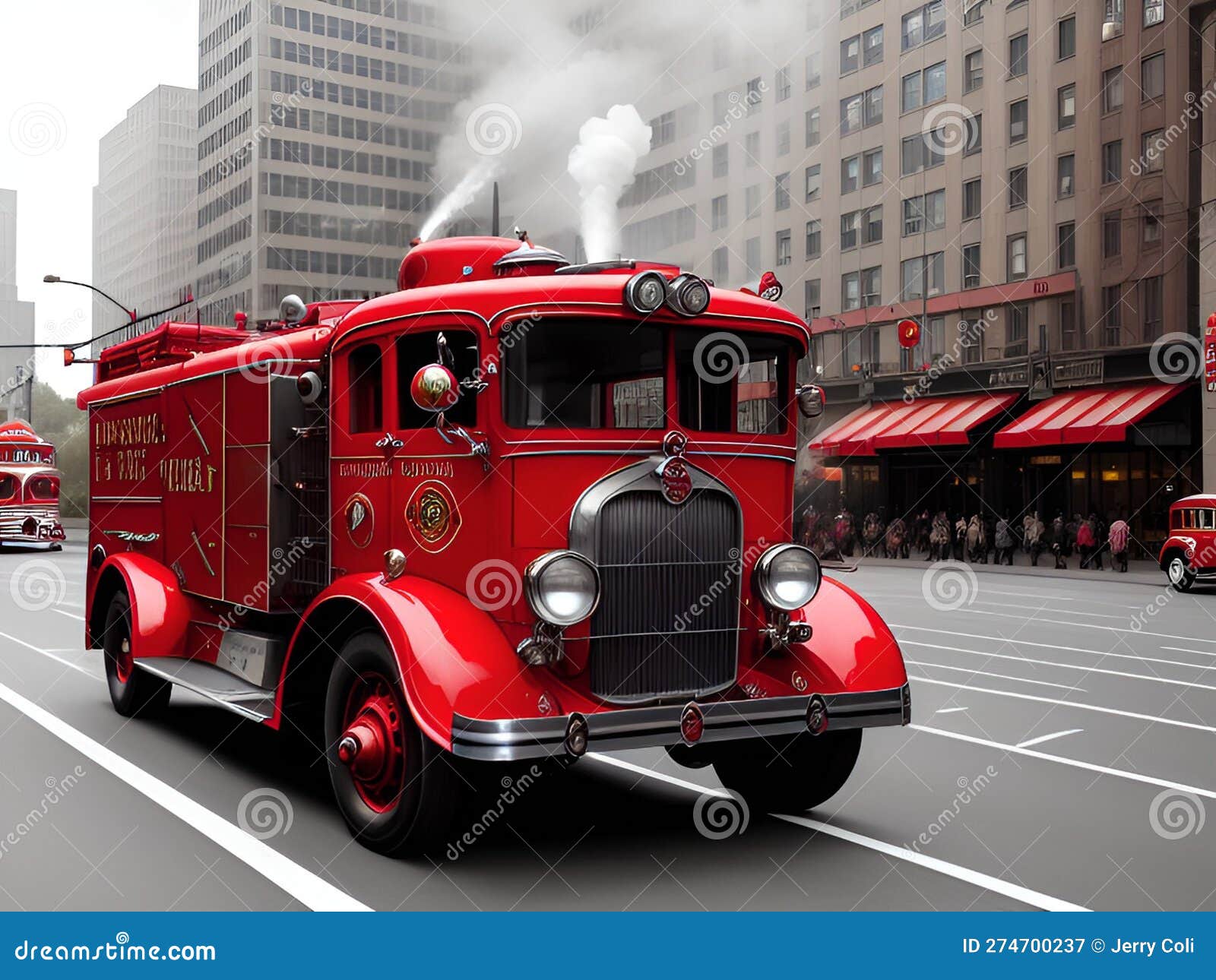 AI-Generated Illustration Of A 1930s Fire Truck Responding To A Call ...