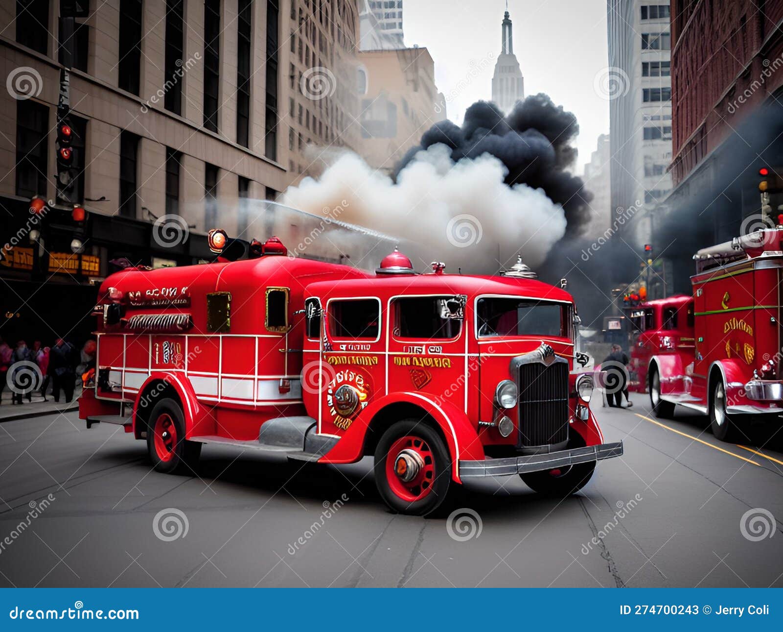 AI-Generated Illustration of a 1930s Fire Truck Responding To a Call ...