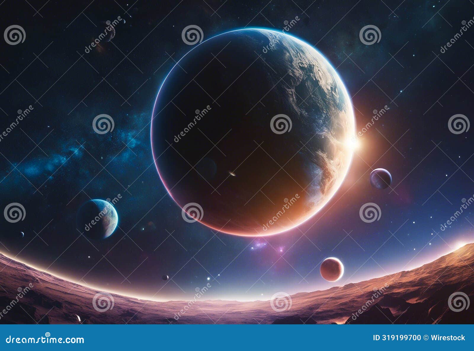 AI Generated Illustration of a Sci-fi Image with Planets Seen in Outer ...