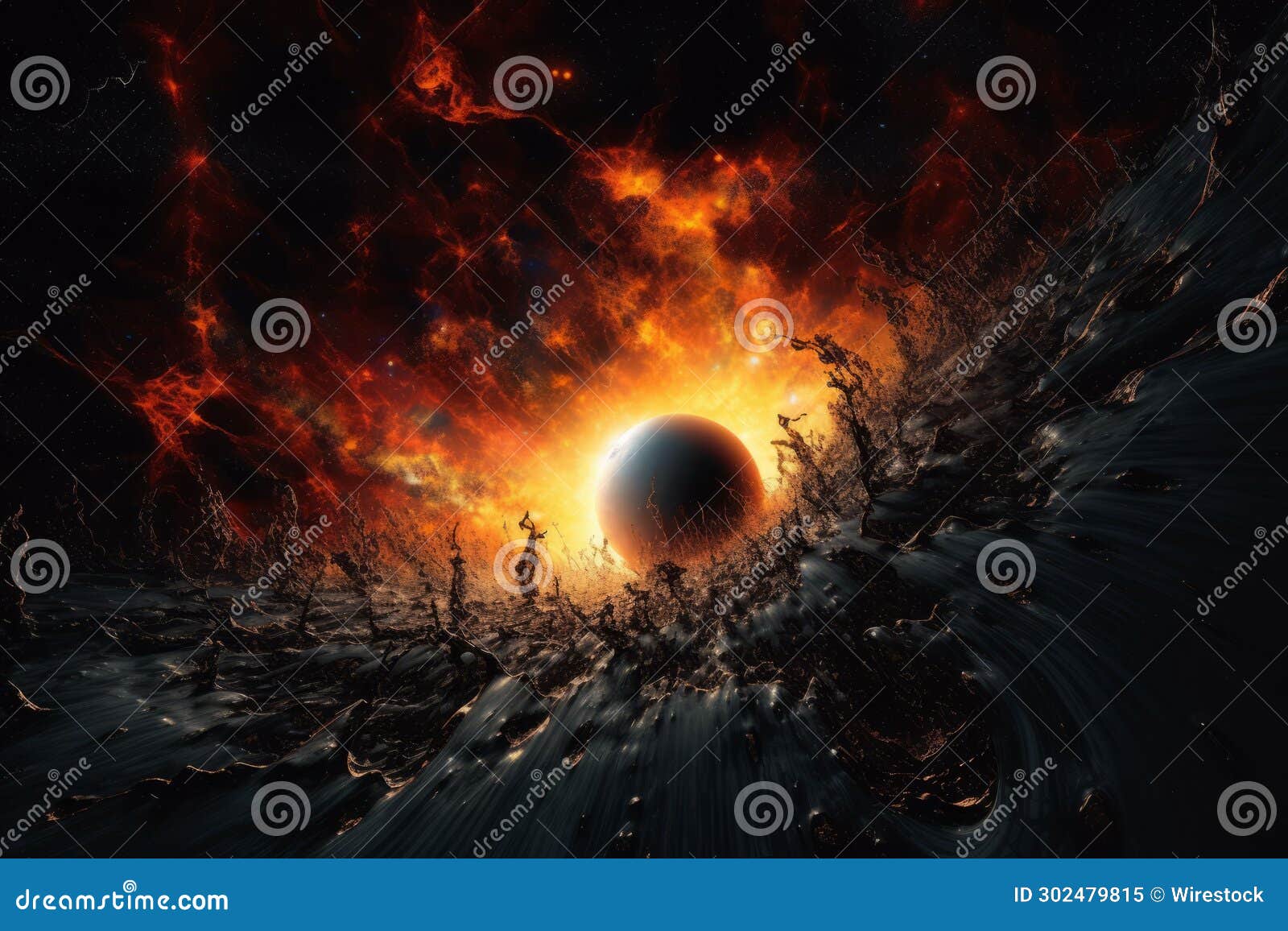 AI Generated Illustration of a Sci-fi Scene Featuring a Vivid, Dynamic ...