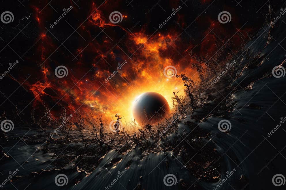 AI Generated Illustration of a Sci-fi Scene Featuring a Vivid, Dynamic ...