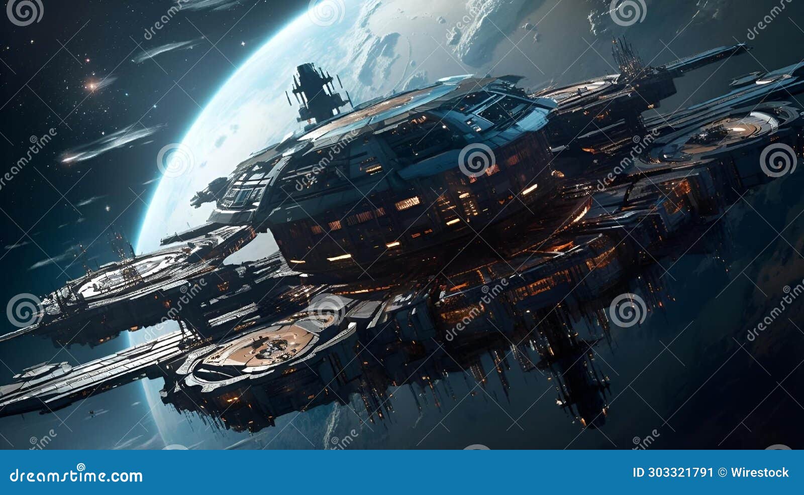 AI Generated Illustration of a Sci-fi Style Spaceship in the Outer ...