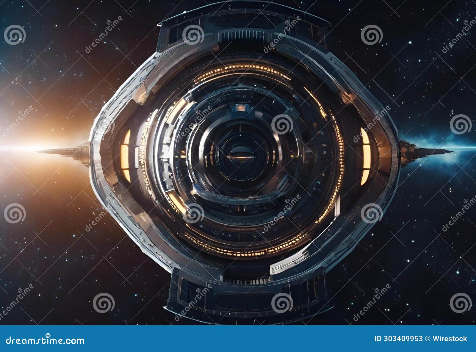 AI Generated Illustration of a Sci-fi Themed Spaceship Hovering in a ...