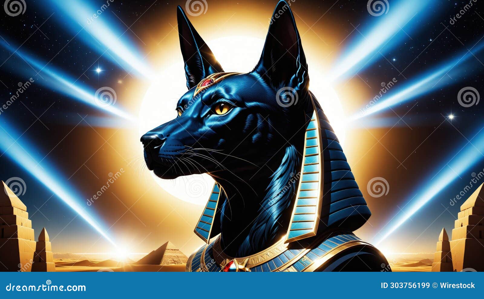 AI Generated Illustration of Sculpture of Anubis Stock Image - Image of ...