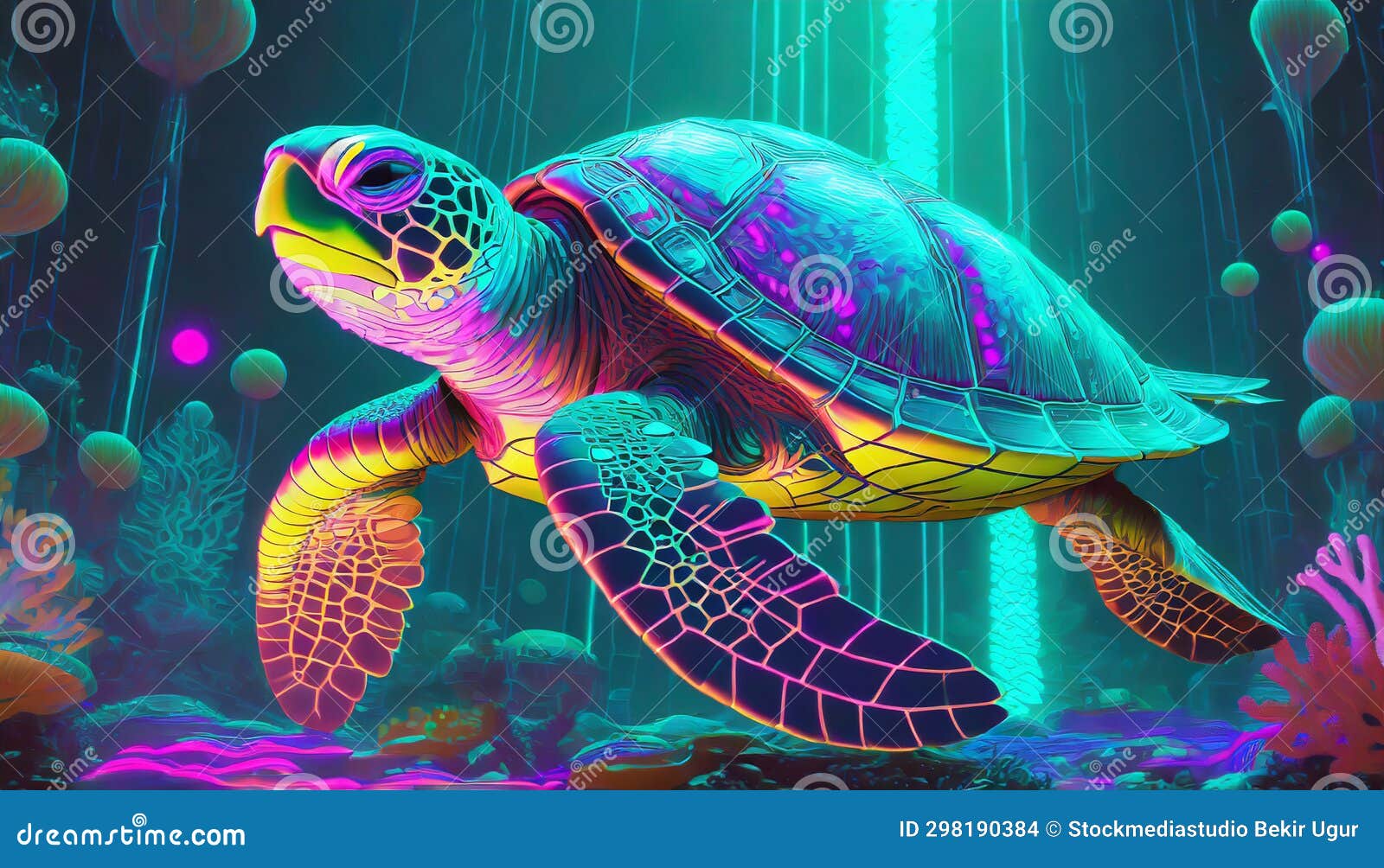 An AI-generated Illustration of a Sea Turtle Stock Illustration ...