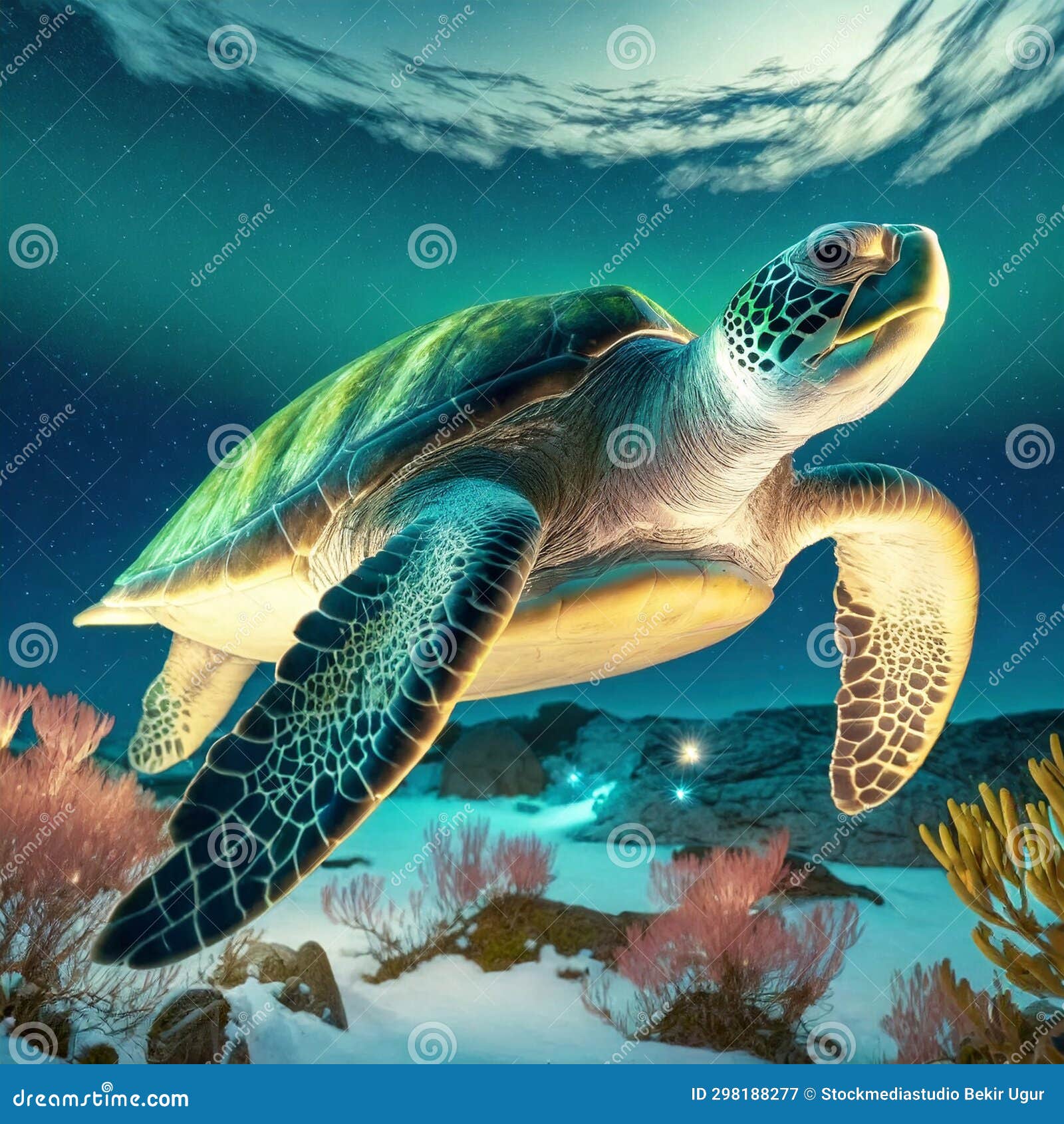 An AI-generated Illustration of a Sea Turtle Stock Illustration ...