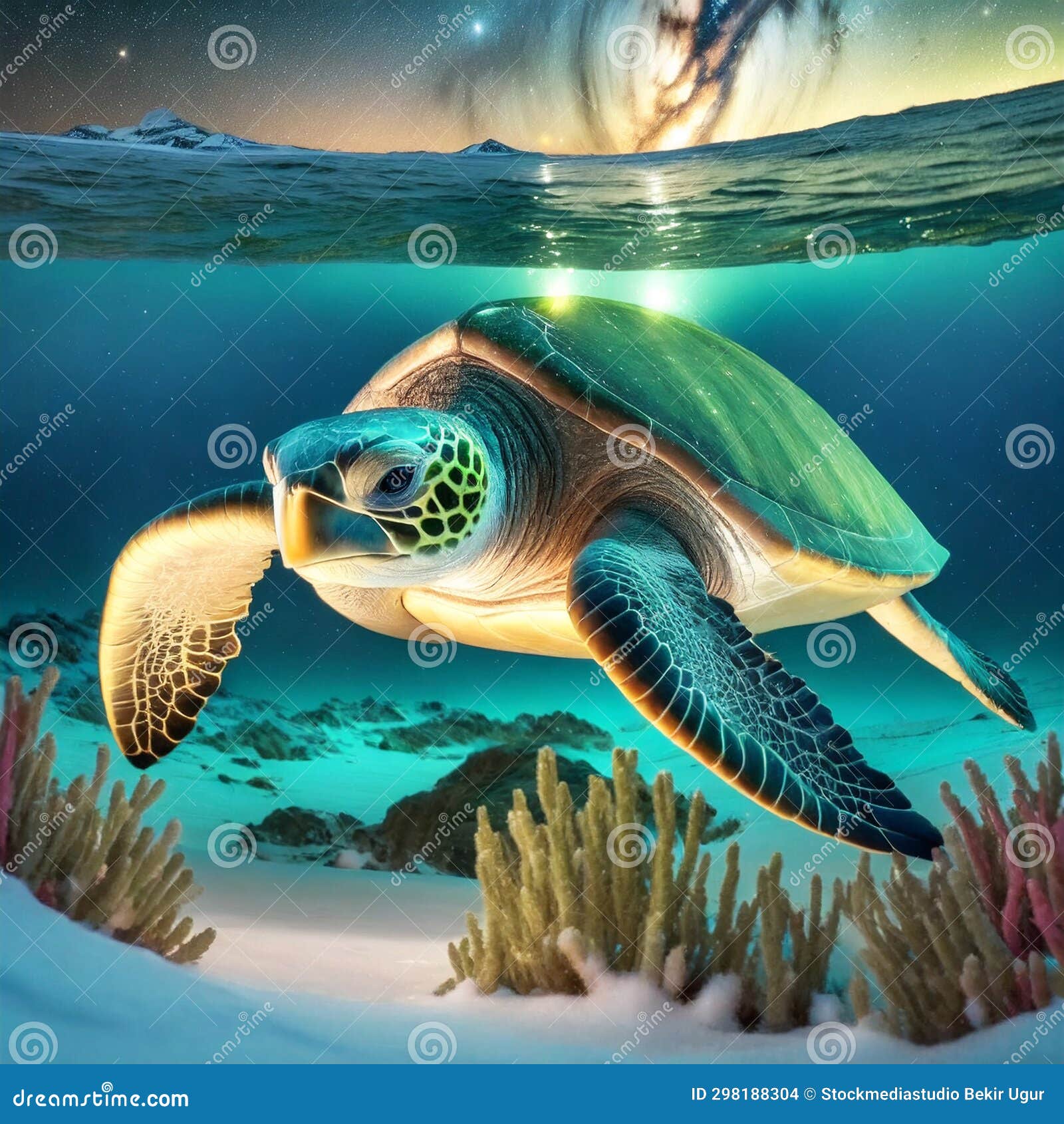 An AI-generated Illustration of a Sea Turtle Stock Illustration ...