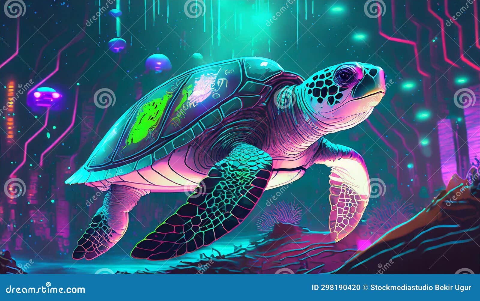 An AI-generated Illustration of a Sea Turtle Stock Photo - Image of ...