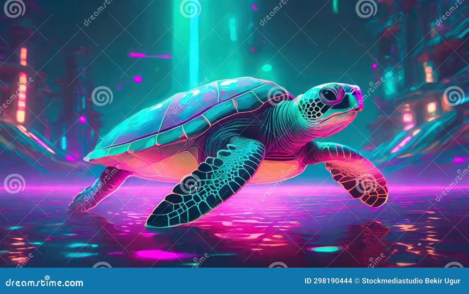 An AI-generated Illustration of a Sea Turtle Stock Photo - Image of ...