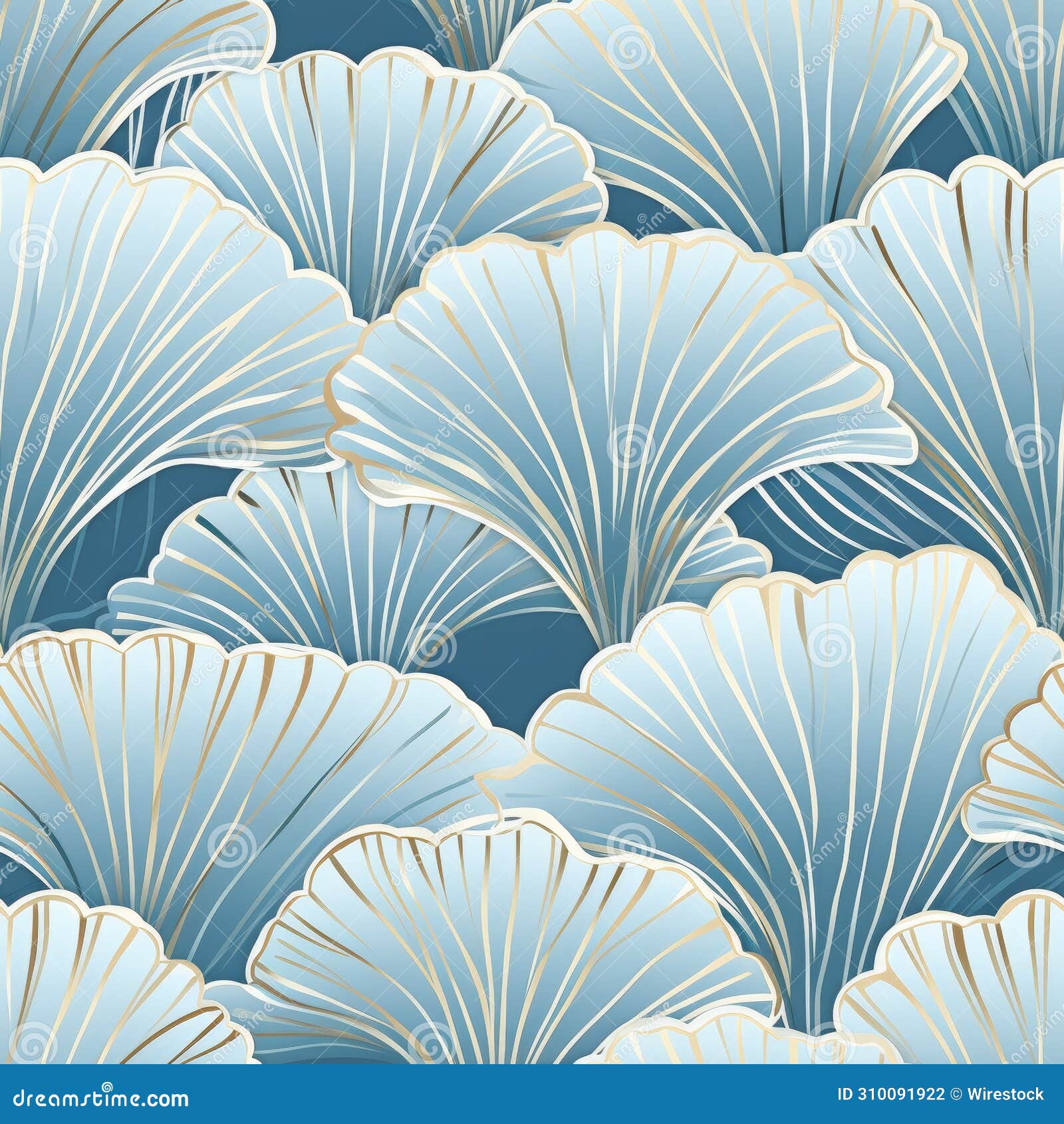 AI Generated Illustration of a Seamless Pattern of Blue and Gold Shell ...