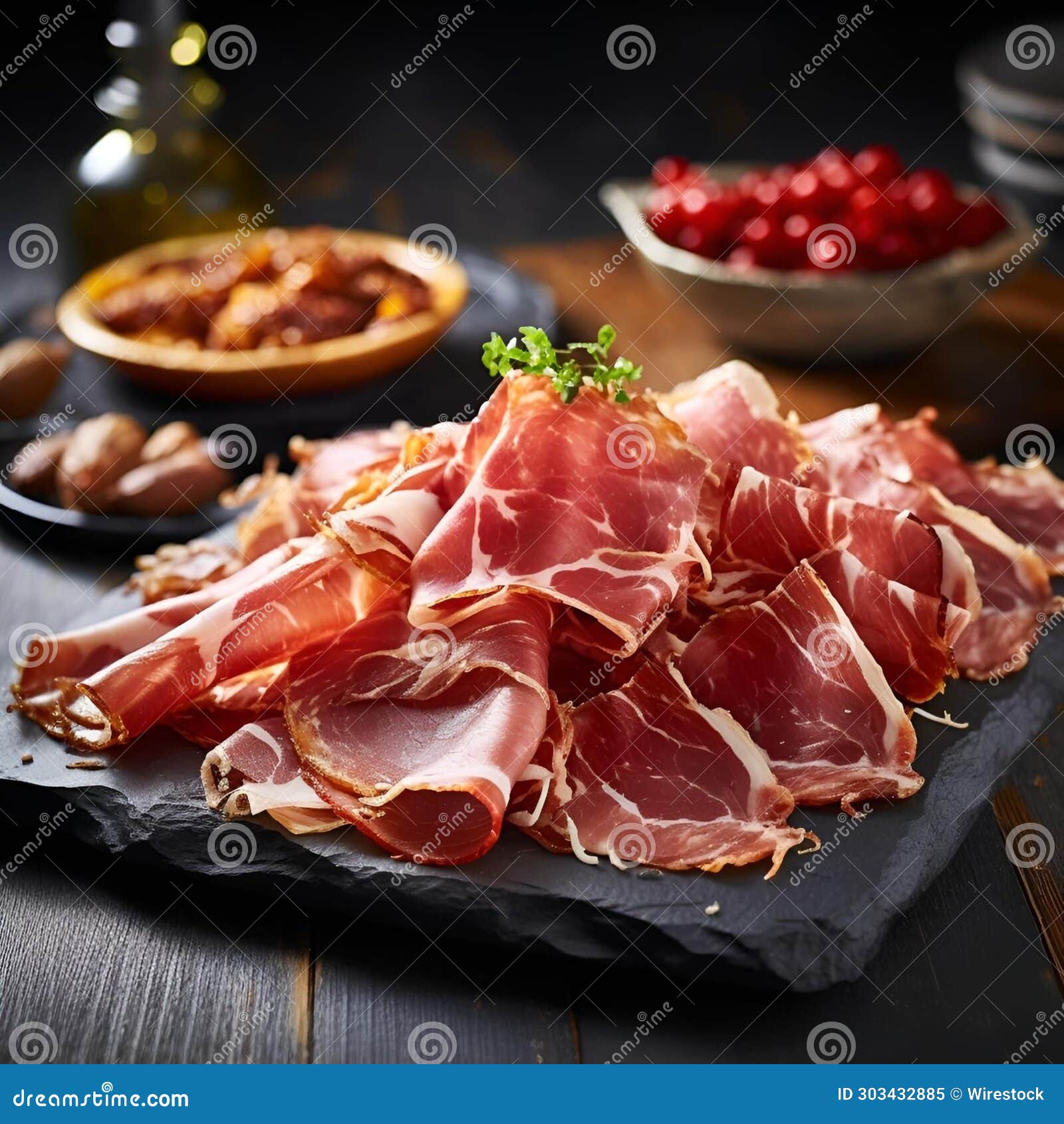 AI Generated Illustration of a Selection of Ham Pieces Presented on a ...