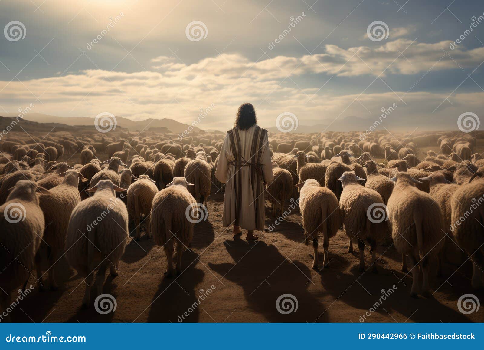 Shepherd in the desert stock illustration. Illustration of paths ...