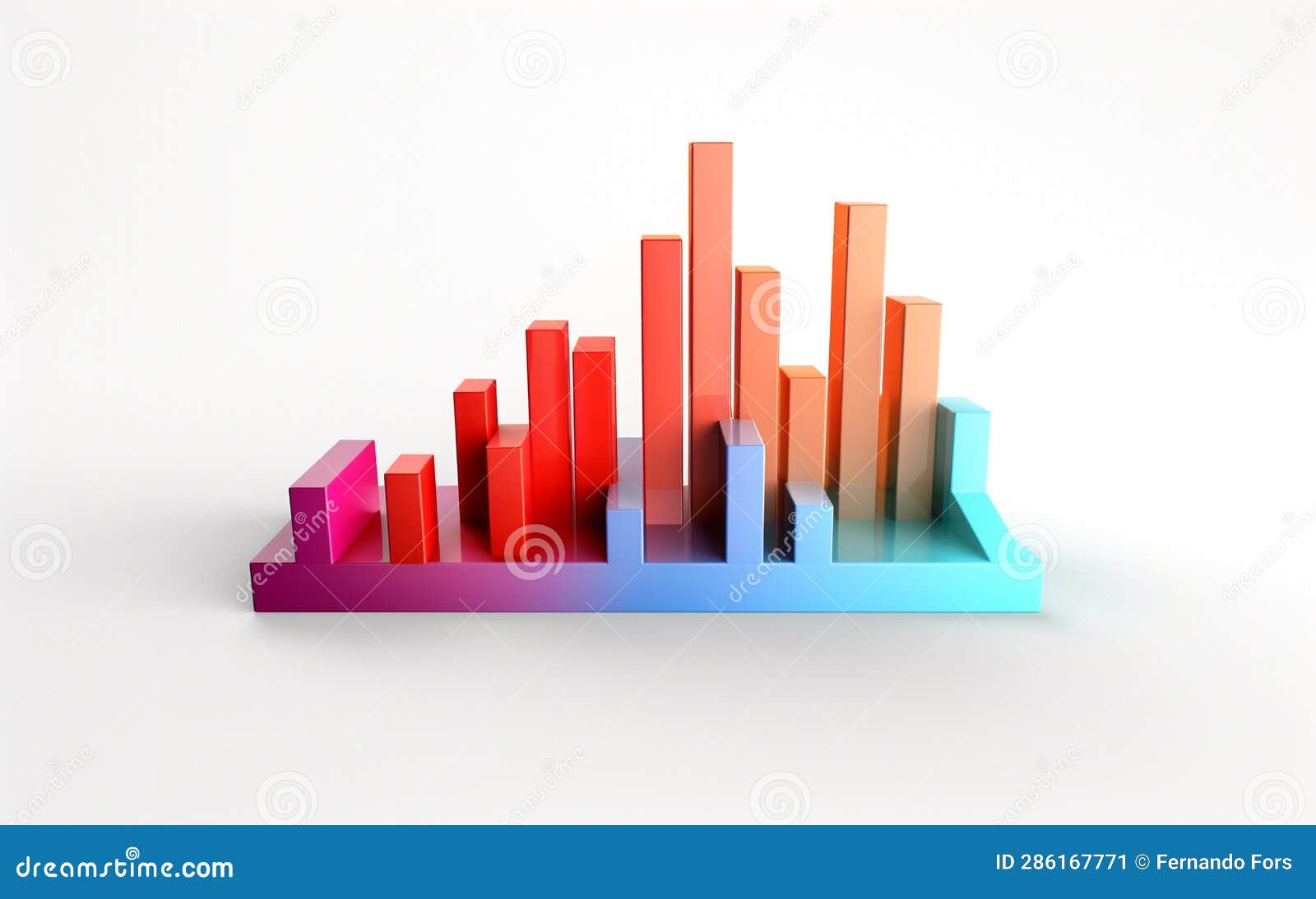 Data in Depth: White Background 3D Chart Illustration Stock ...